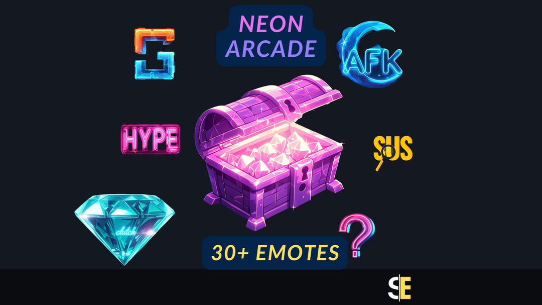 Neon Arcade Emote Pack | 30+ Glowing Gamer Emotes for Twitch, Discord ...