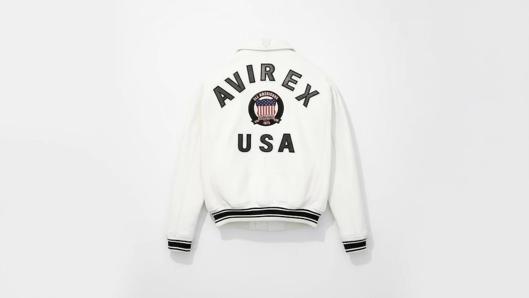 Men Avirex White Real Bomber American Flight Jacket Leather Jacket for ...