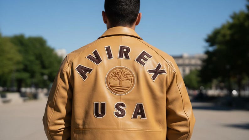 Men's Avirex X TIMBERLAND Genuine Real Leather Varsity Jacket Yellow ...