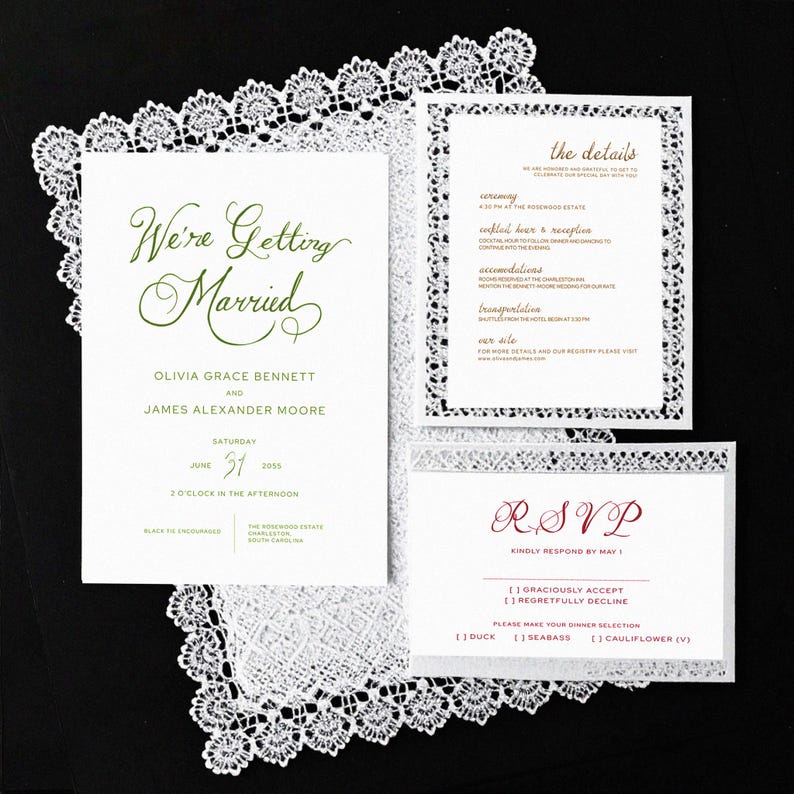 Romantic Wedding Invitation Suite: Hand-drawn Canva Template (digital ...