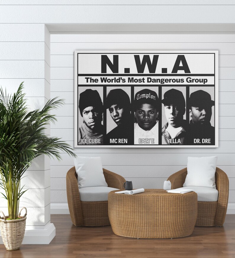 NWA Hip Hop Canvas Wall Art, Rap Music Poster, American Rapper Print ...