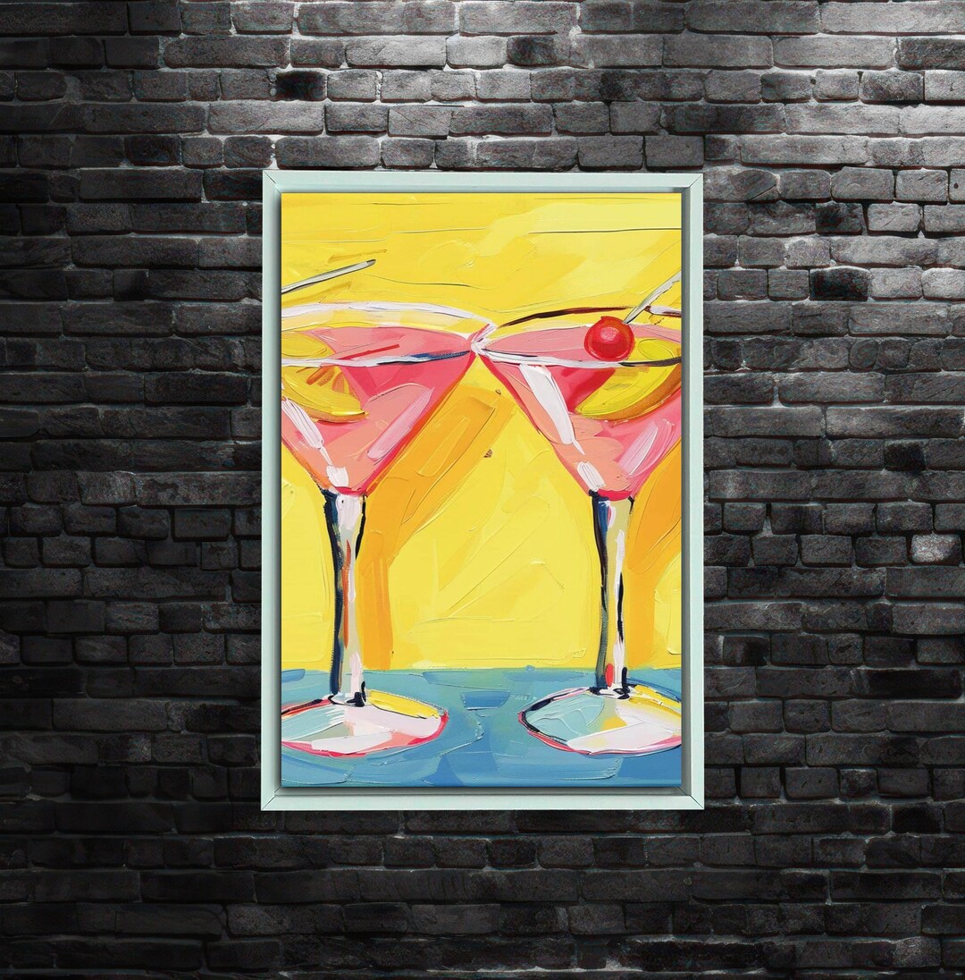 Colorful Cocktail Canvas Wall Art, Retro Pop Art Lime and Pink Drink ...