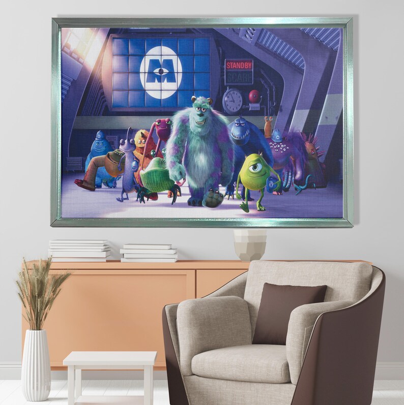 Monsters Inc Wall Art, Pixar Canvas Print, Kids Room Decor, Cartoon ...