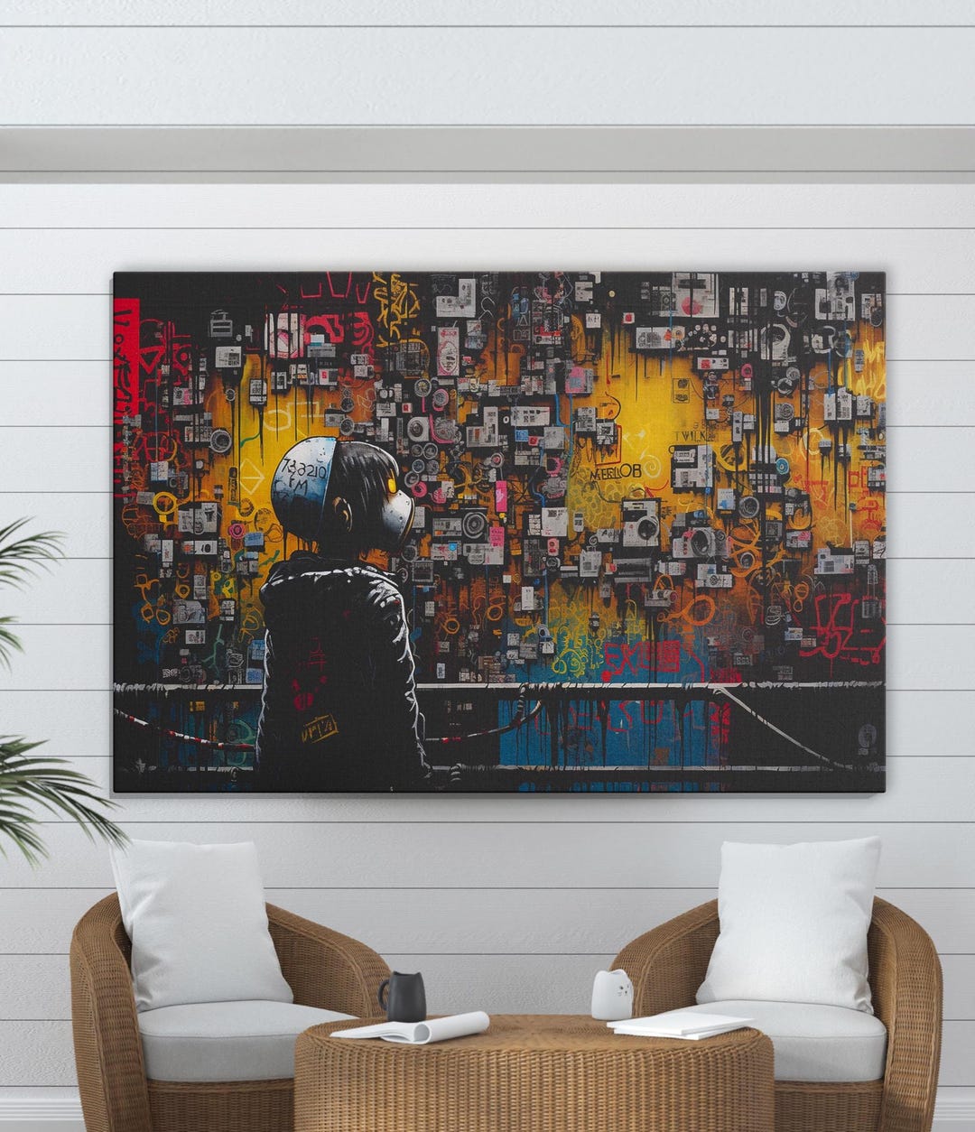 Urban Street Art Canvas,graffiti Wall Girl Print, Modern City Life ...