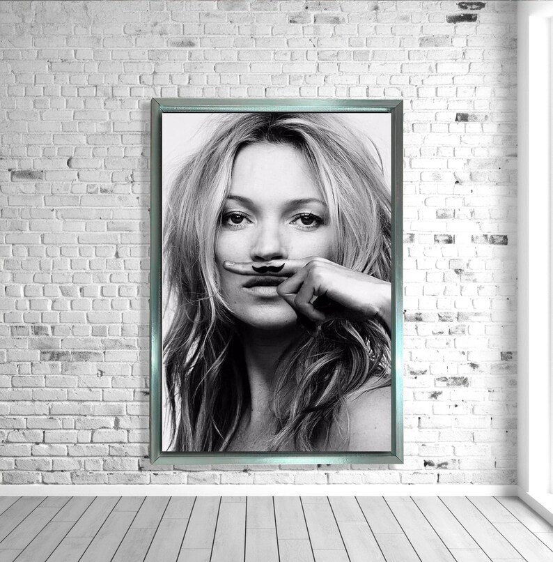 Kate Moss Wall Art, Black and White Portrait Canvas, Modern Pop Art ...