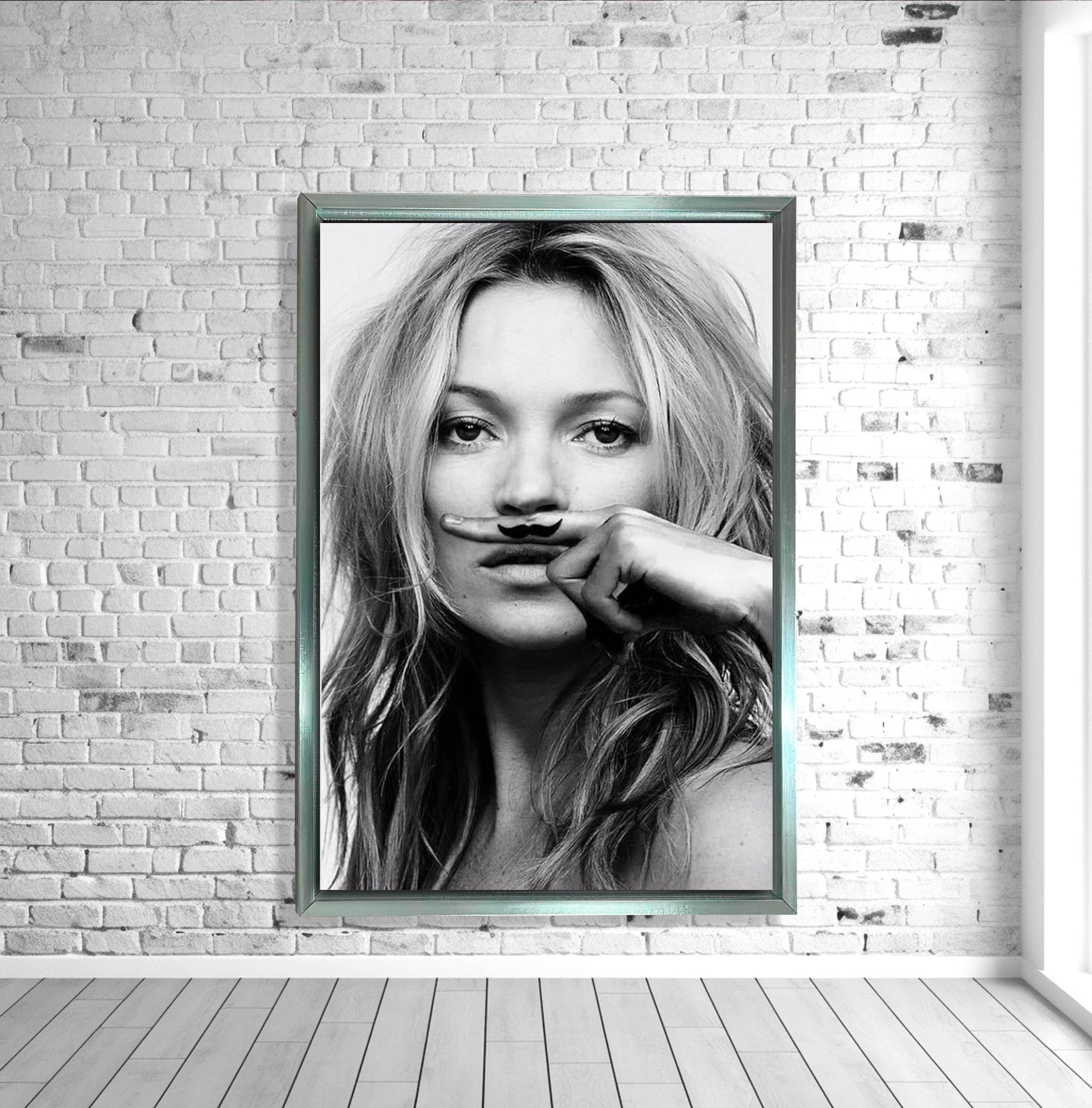 Kate Moss Wall Art, Black and White Portrait Canvas, Modern Pop Art ...