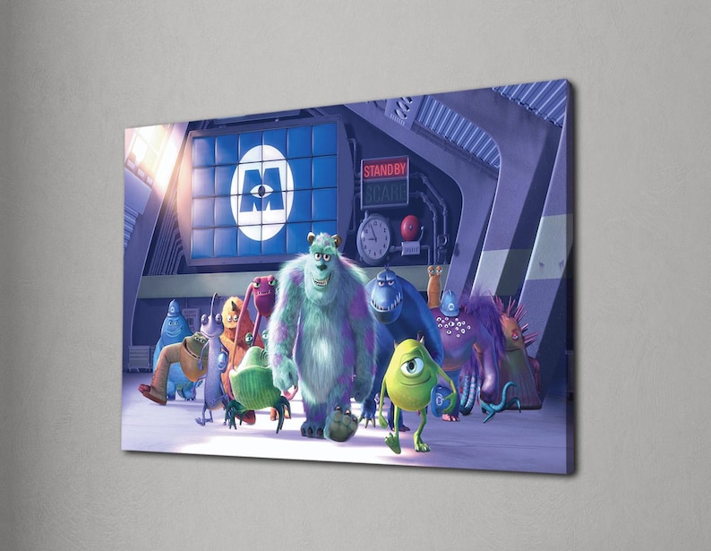 Monsters Inc Wall Art, Pixar Canvas Print, Kids Room Decor, Cartoon ...
