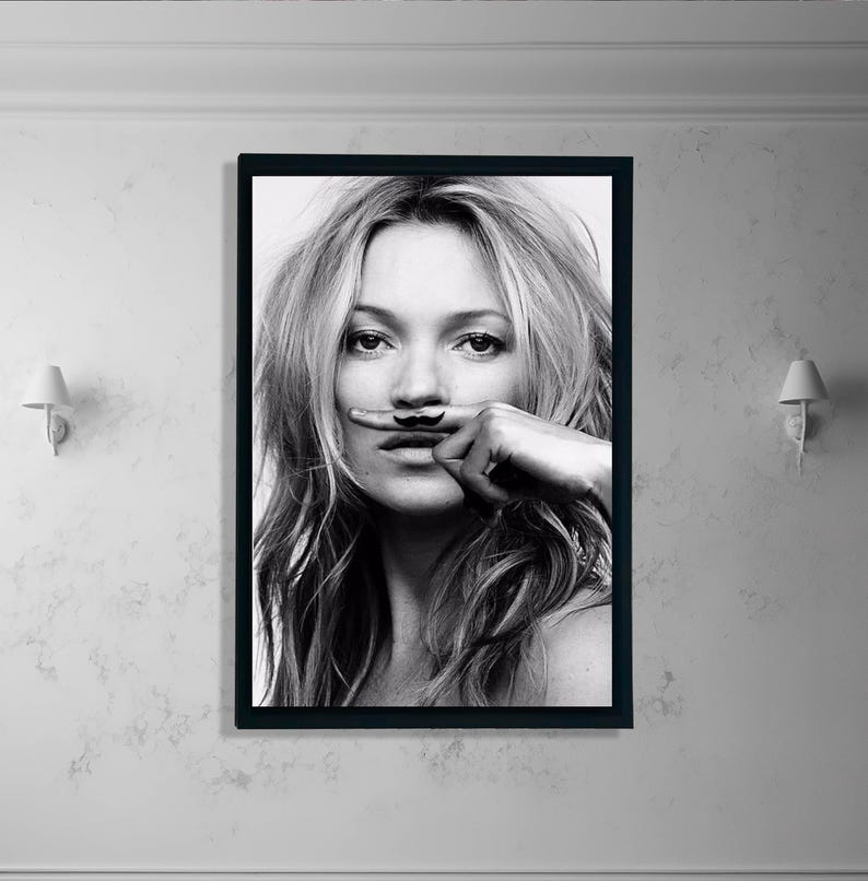 Kate Moss Wall Art, Black and White Portrait Canvas, Modern Pop Art ...