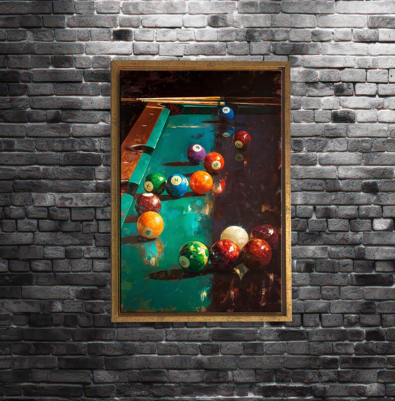Billiards Wall Art, Pool Table Canvas Print, Vibrant Bar Game Decor ...