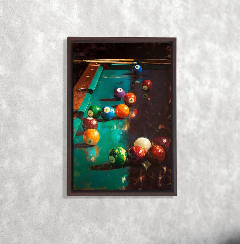 Billiards Wall Art, Pool Table Canvas Print, Vibrant Bar Game Decor ...