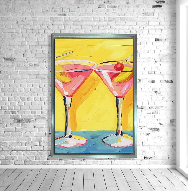 Colorful Cocktail Canvas Wall Art, Retro Pop Art Lime and Pink Drink ...
