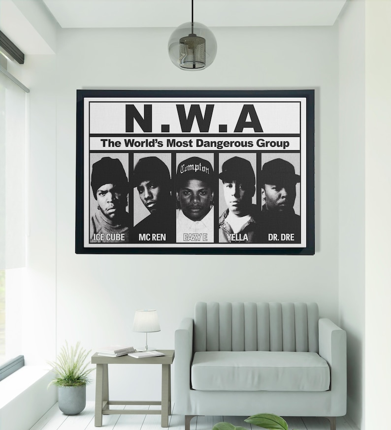 NWA Hip Hop Canvas Wall Art, Rap Music Poster, American Rapper Print ...