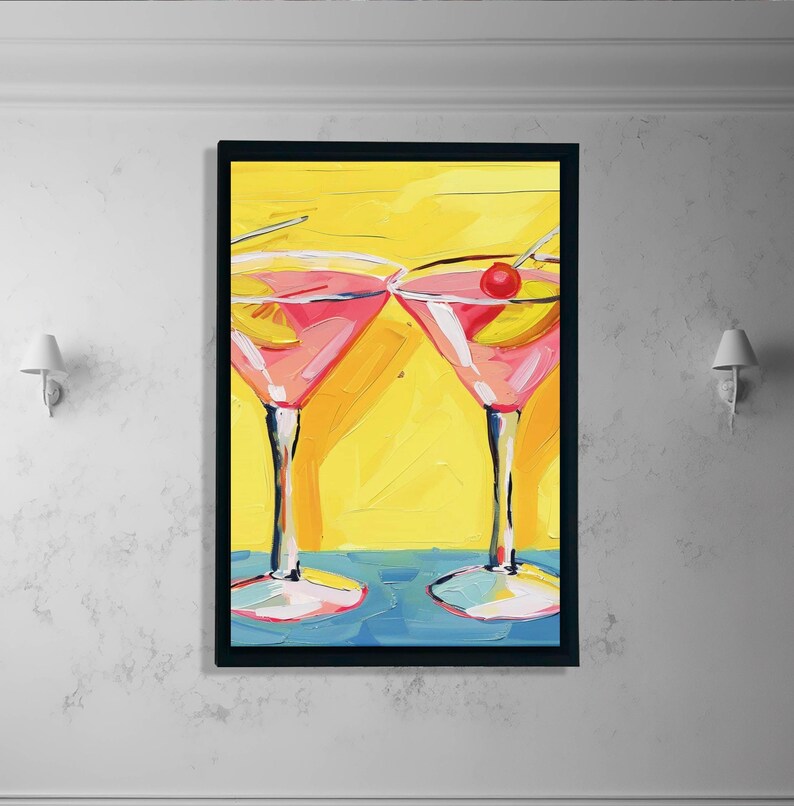 Colorful Cocktail Canvas Wall Art, Retro Pop Art Lime and Pink Drink ...