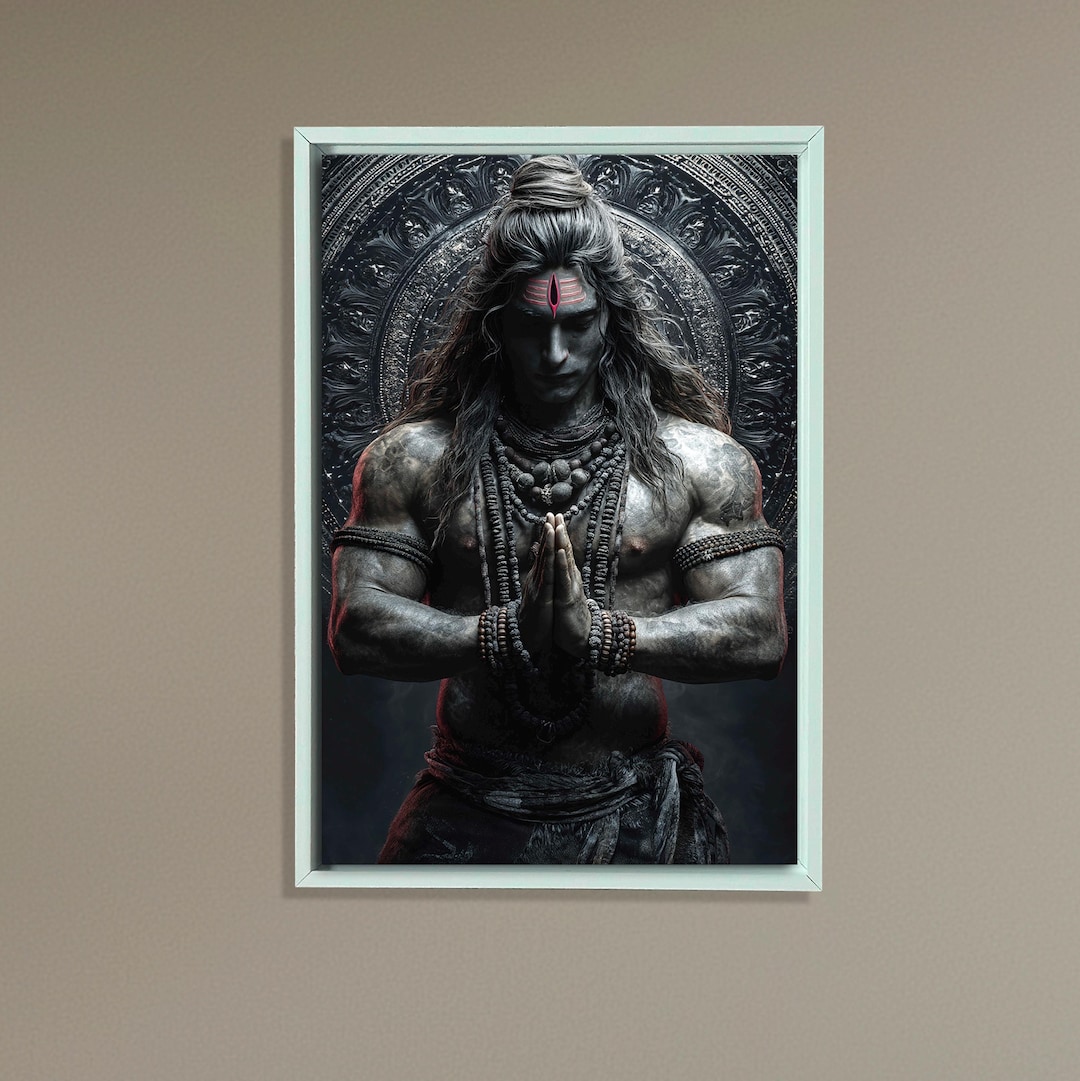 Lord Shiva Canvas Wall Art, Hindu God Poster, Mahadev Yoga Decor, Dark ...