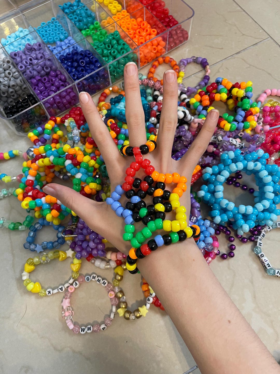 Black & Rainbow Star Kandi Gauntlet Rave Cuff Bracelet Accessory - Etsy