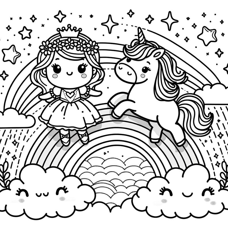 Princesses & Unicorns Coloring Book | 18 Pages - Etsy