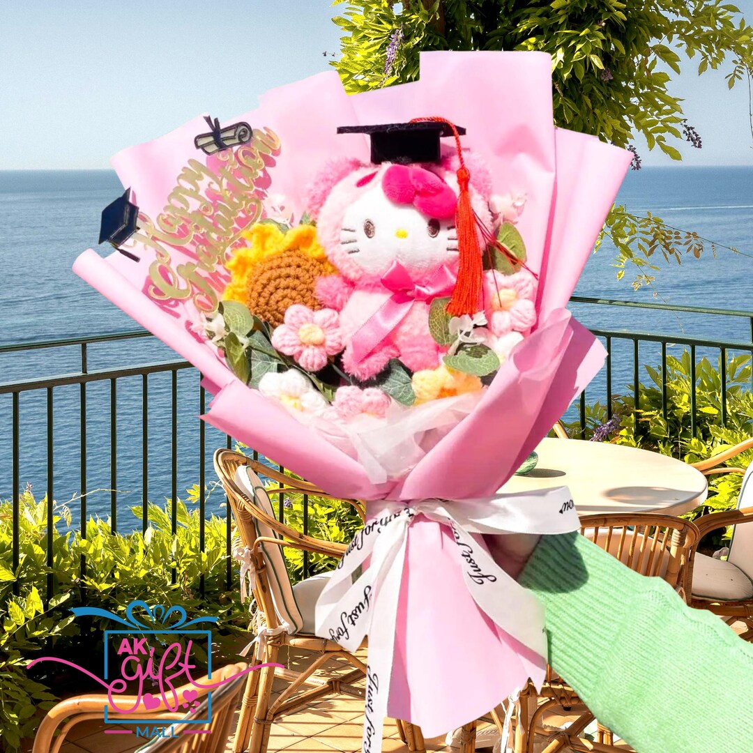 Handmade Graduation Bouquet Sanrio Hallo Kitti Bouquet Crochet Flower ...