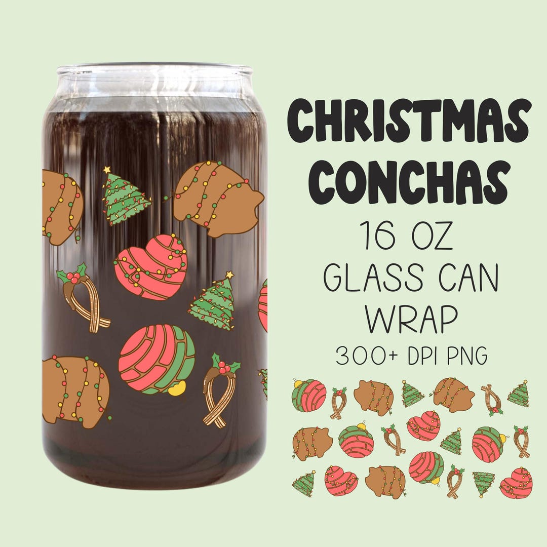 Christmas Conchas | PNG | 16 Oz Glass Libbey Can Wrap - Etsy