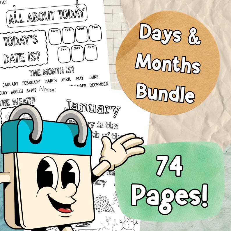 Months & Days of the Week Learning Bundle: Handwriting, Puzzles ...