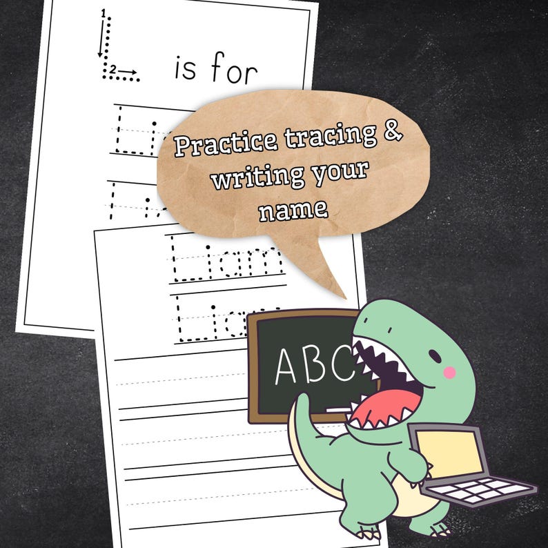 Dinosaur Name Tracing Worksheet: Custom Printable Learning Activity ...