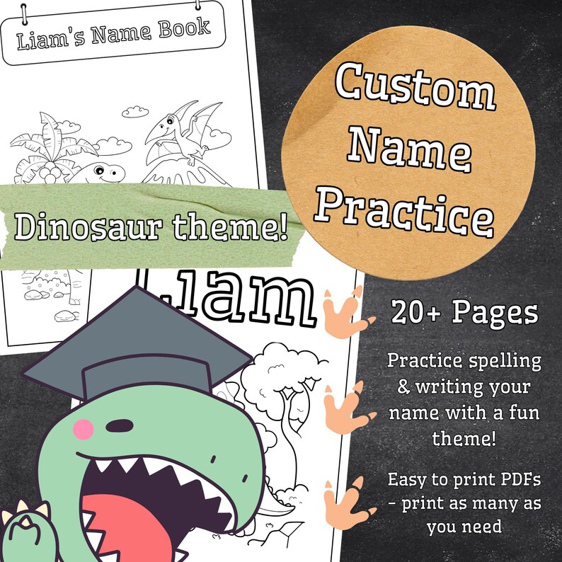 Dinosaur Name Tracing Worksheet: Custom Printable Learning Activity ...
