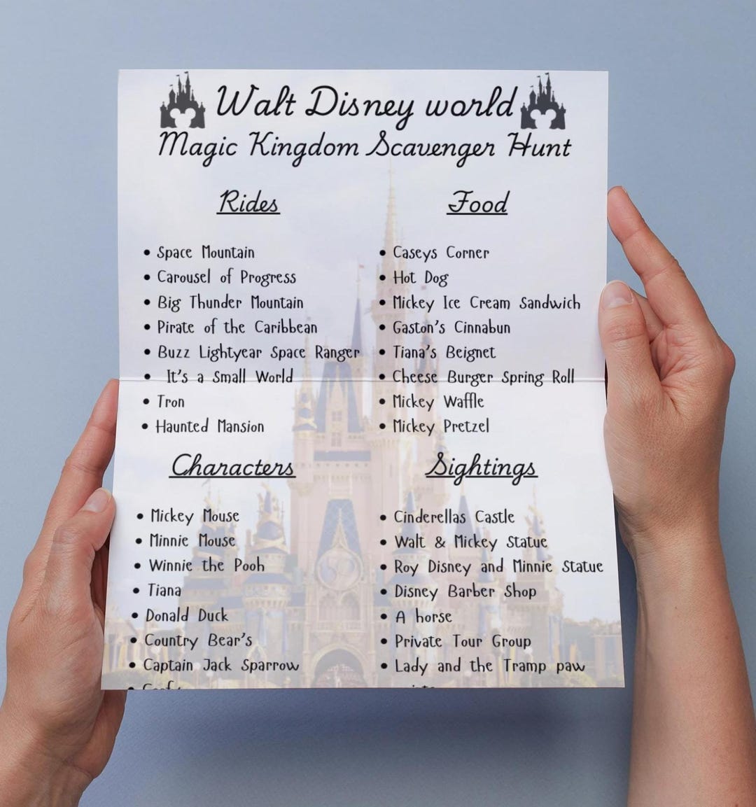 Difficult Magic Kingdom Scavenger Hunt, Sightseeing, Disneyworld ...