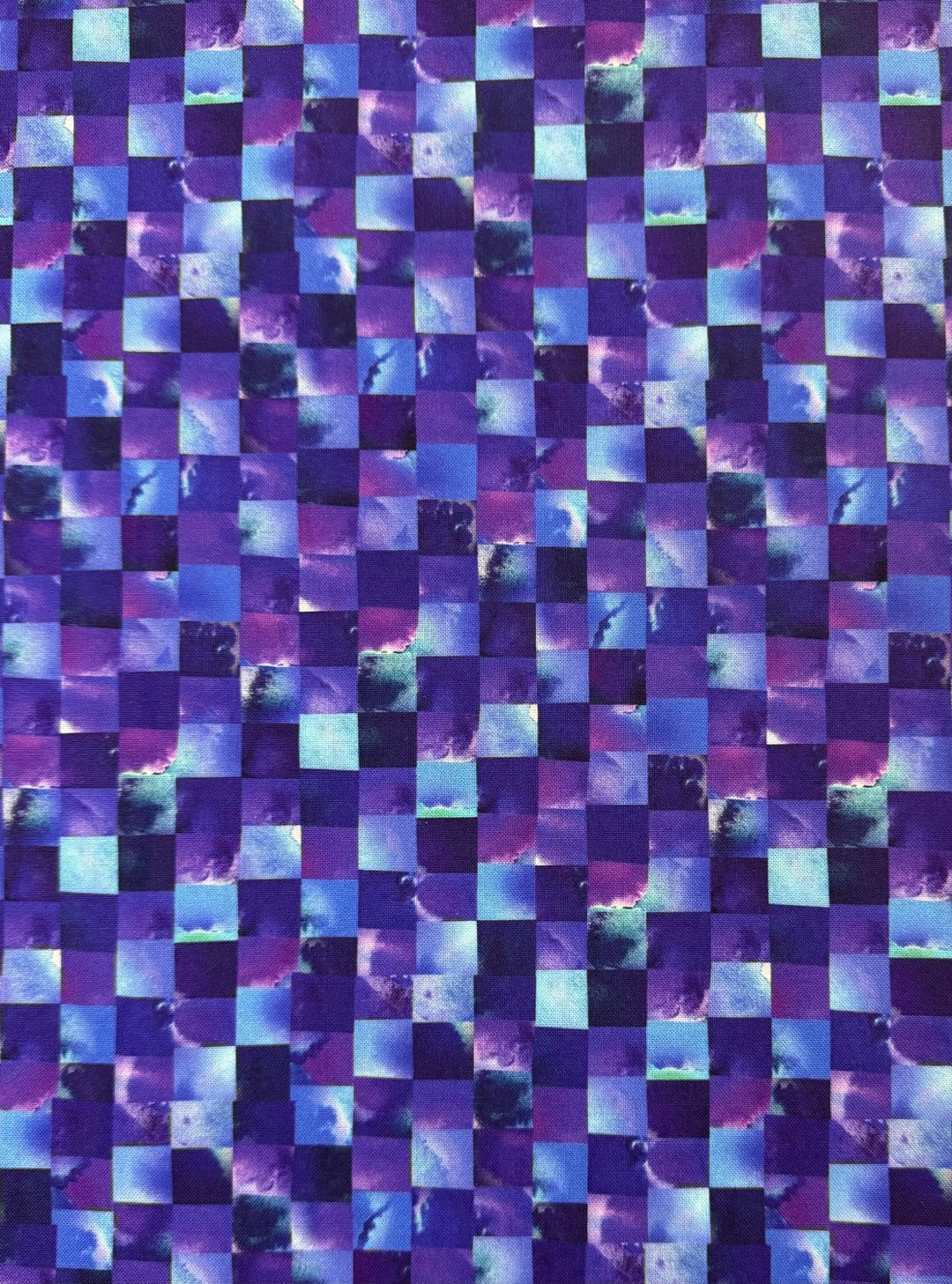 Purple and Blue Square Fabric BTY, Quilting Cotton BTY, Cotton Fabric ...