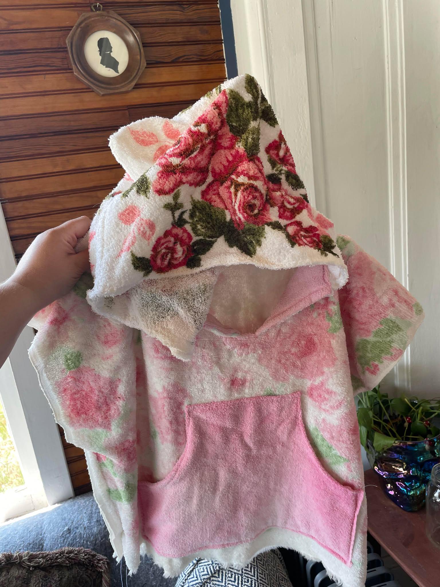 Pink Vintage Upcyled Towel Hoodie Coverup - Etsy
