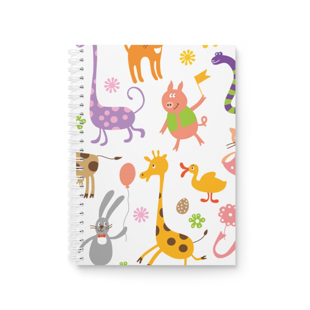 Cute Animals Spiral Notebook, Kids Journal, Back to School Stationery ...
