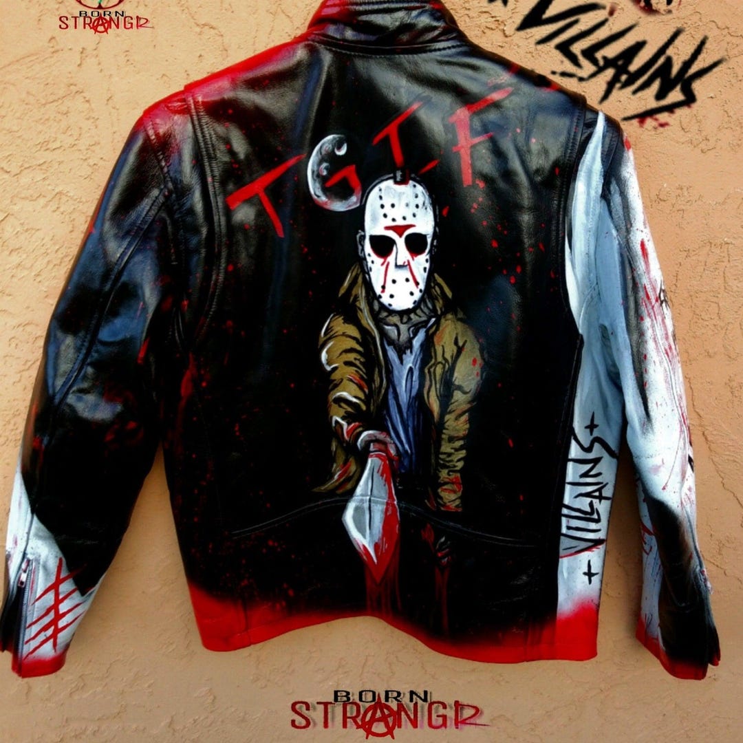 Custom Jason Voorhees Leather Jacket Hand-painted Friday the 13th ...