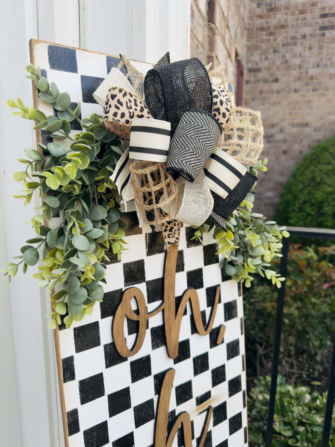 Buffalo Check Porch Leaner, 'oh Hello' 3D Lettering, Farmhouse Decor - Etsy