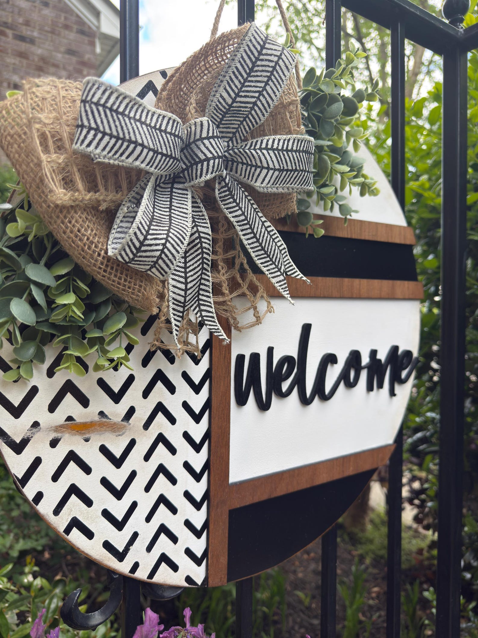 Farmhouse Welcome Door Hanger: Rustic Birch Wood, Greenery & Bow - Etsy