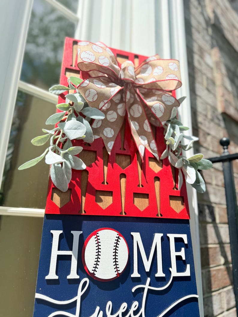 Baseball Door Hanger & Porch Leaner Set: Home Sweet Home Decor - Etsy