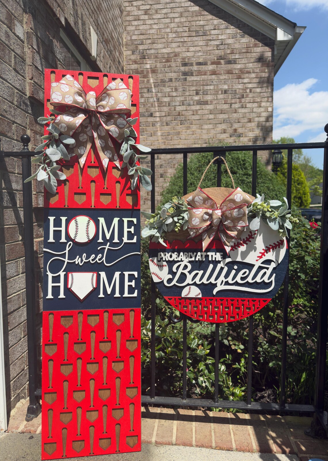 Baseball Door Hanger & Porch Leaner Set: Home Sweet Home Decor - Etsy