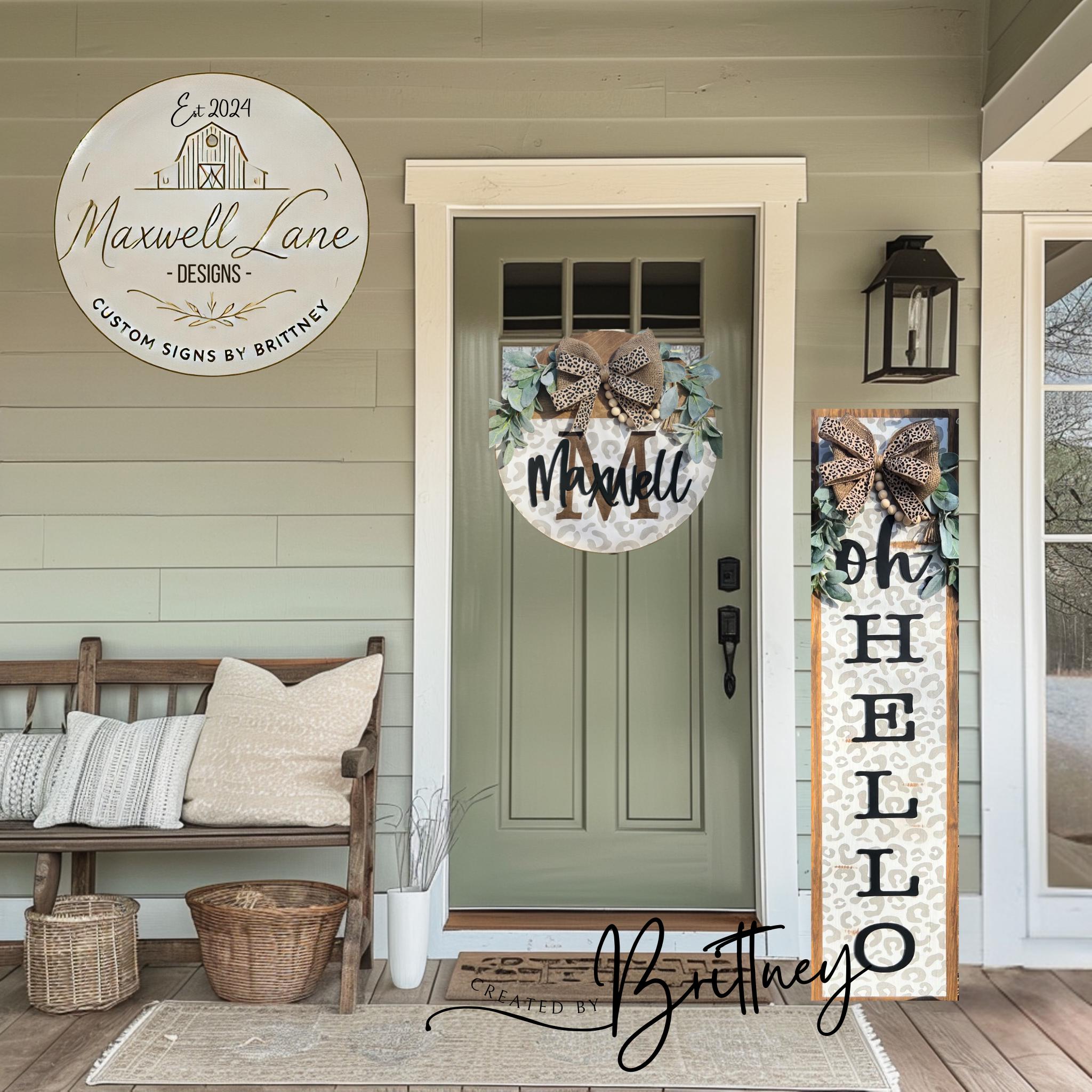 Cheetah Print Porch Leaner & Custom Door Hanger Set - Handmade Wood ...