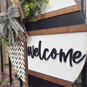Farmhouse Welcome Door Hanger: Rustic Birch Wood, Greenery & Bow - Etsy