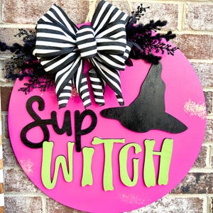 Hand-painted Halloween Door Hanger Set: Sup Witch & Welcome Monsters - Etsy