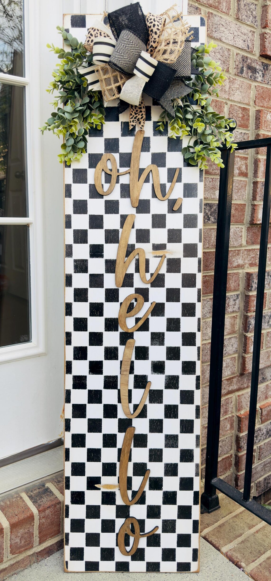 Buffalo Check Porch Leaner, 'oh Hello' 3D Lettering, Farmhouse Decor - Etsy