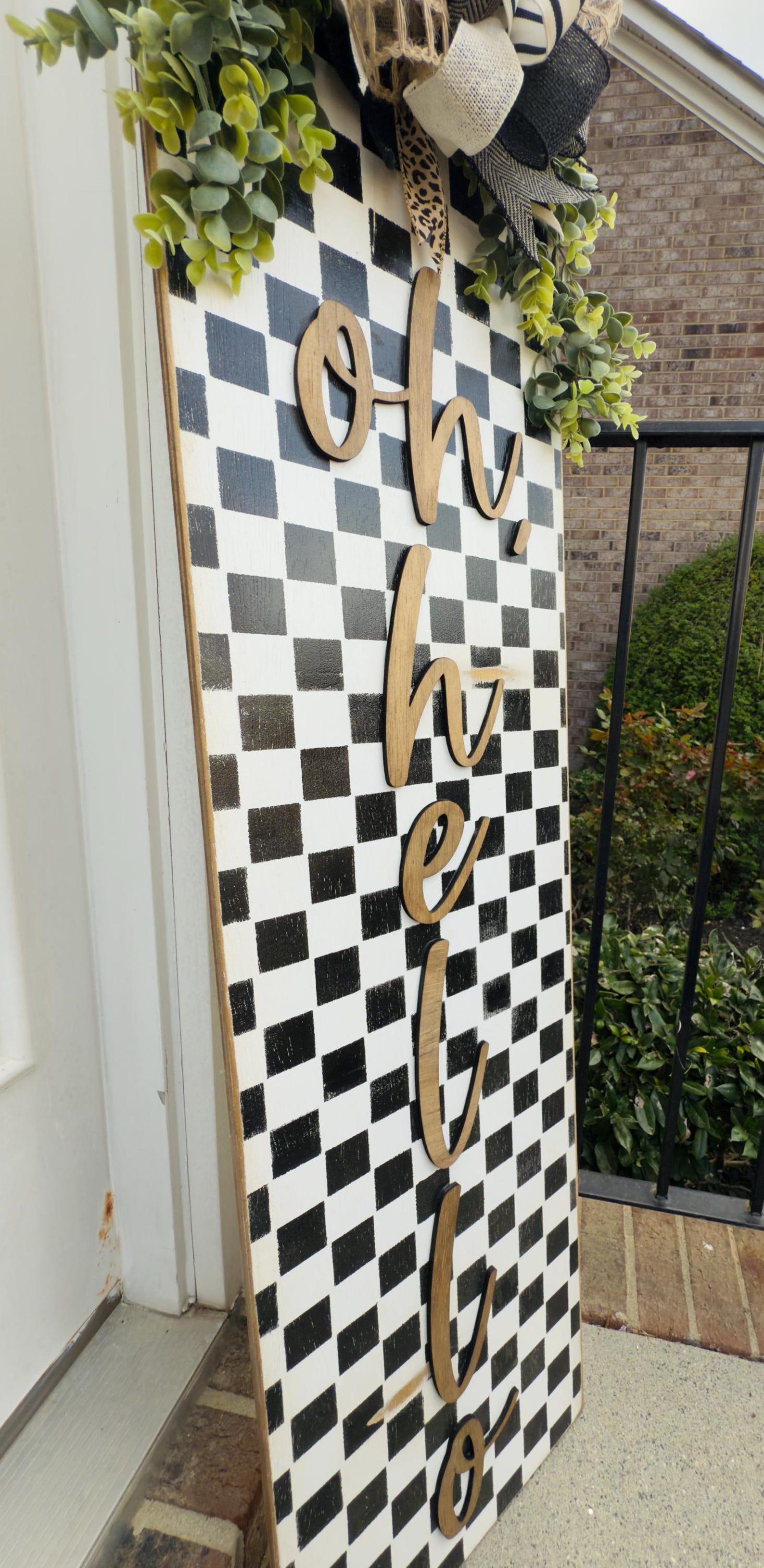 Buffalo Check Porch Leaner, 'oh Hello' 3D Lettering, Farmhouse Decor - Etsy