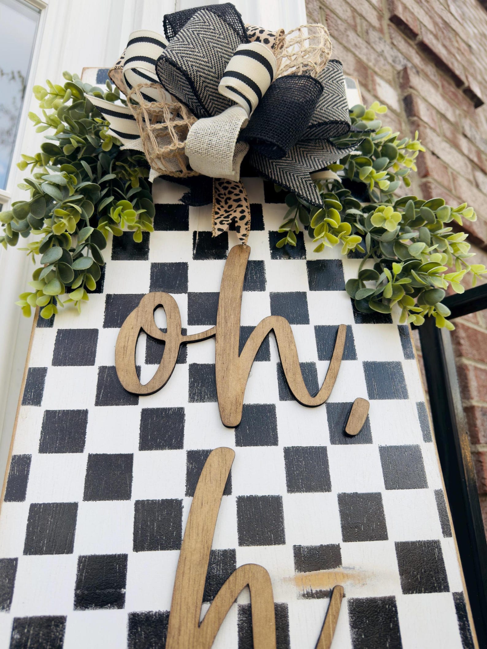 Buffalo Check Porch Leaner, 'oh Hello' 3D Lettering, Farmhouse Decor - Etsy