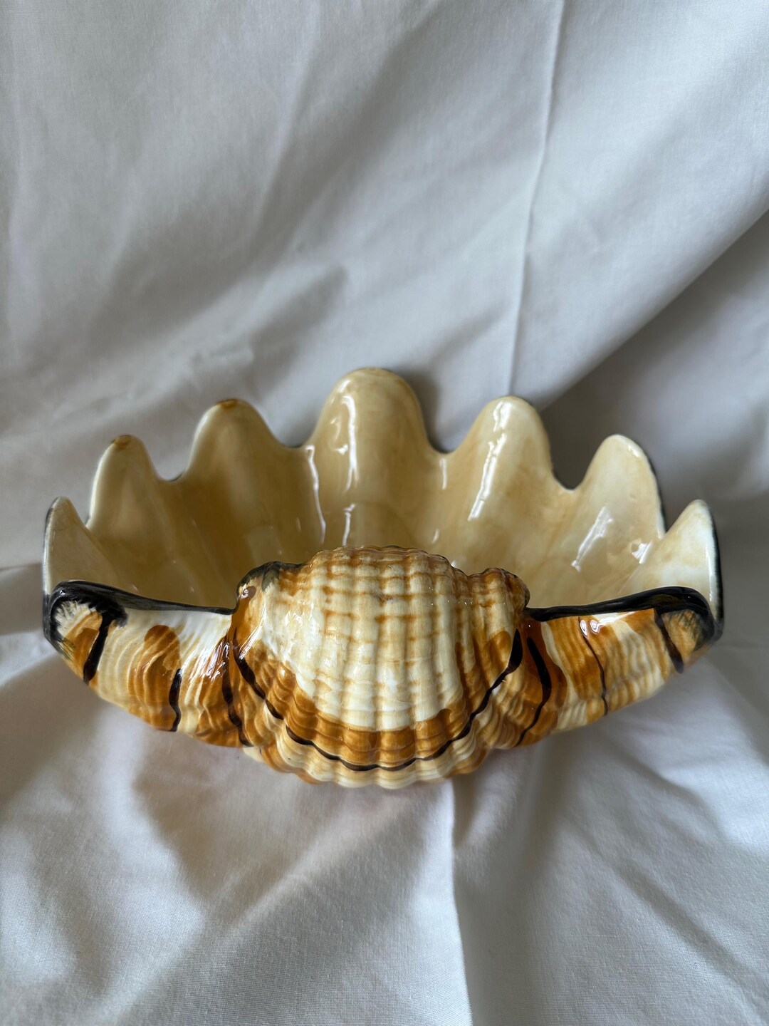 Bowl Ceramic Clam Shell Fitz and Floyd Coastal Beach Decor Coquille ...