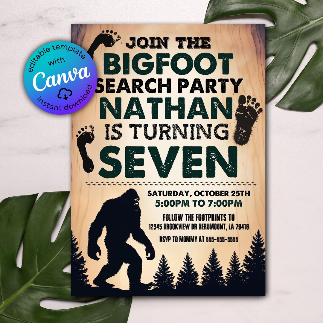 Bigfoot Birthday Invitation, Join the Bigfoot Search Team Theme ...