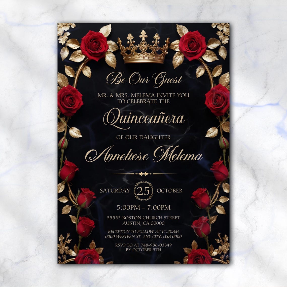Editable Quinceañera Invitation, Mis Quince Invitation, Quinceanera ...