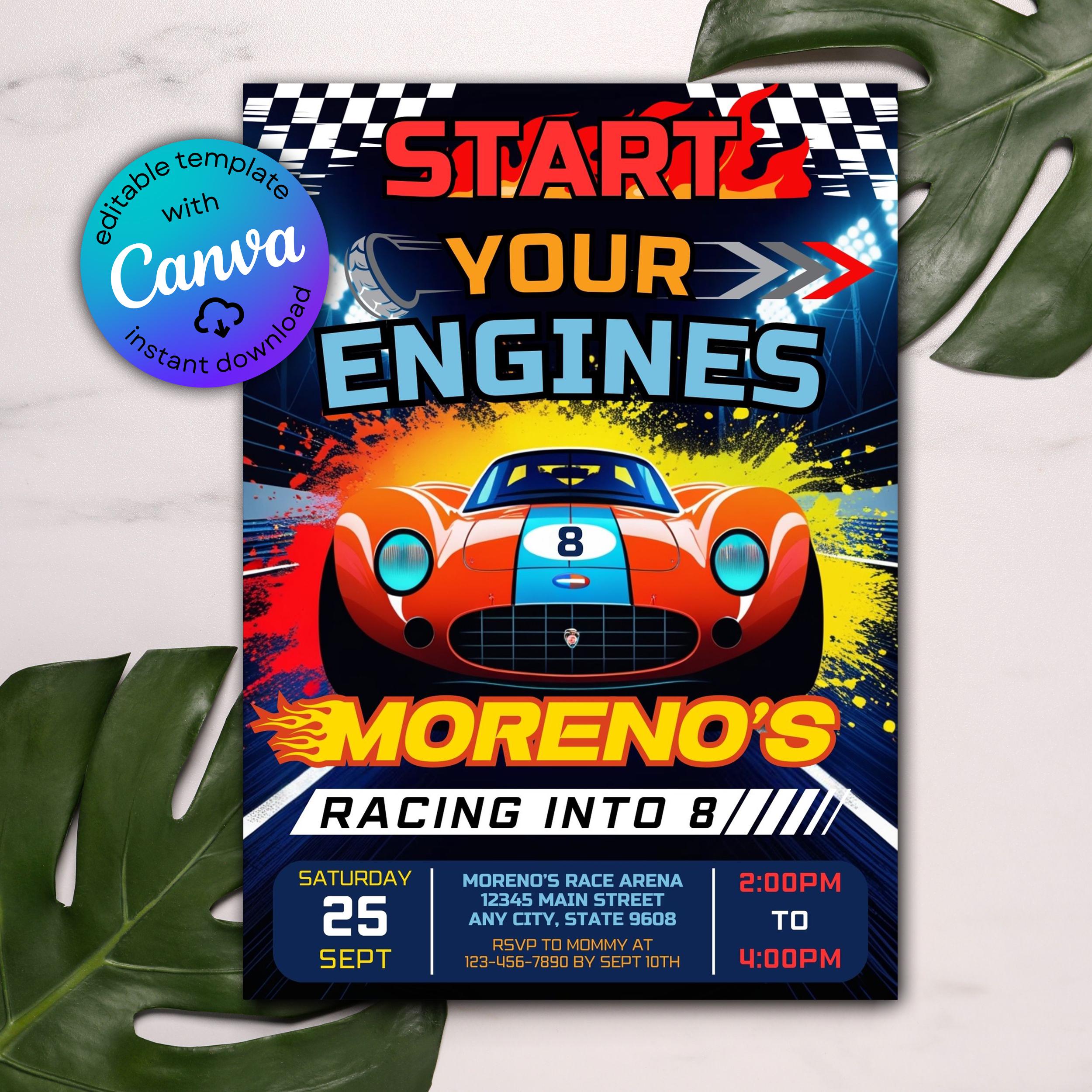 Editable Race Car Birthday Invitation, Sport Car Invitation, Car Racing ...