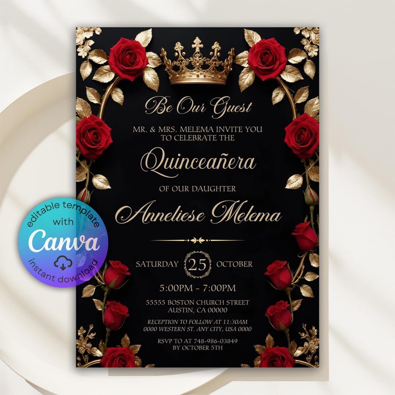 Red Spanish Quince Invite - Etsy