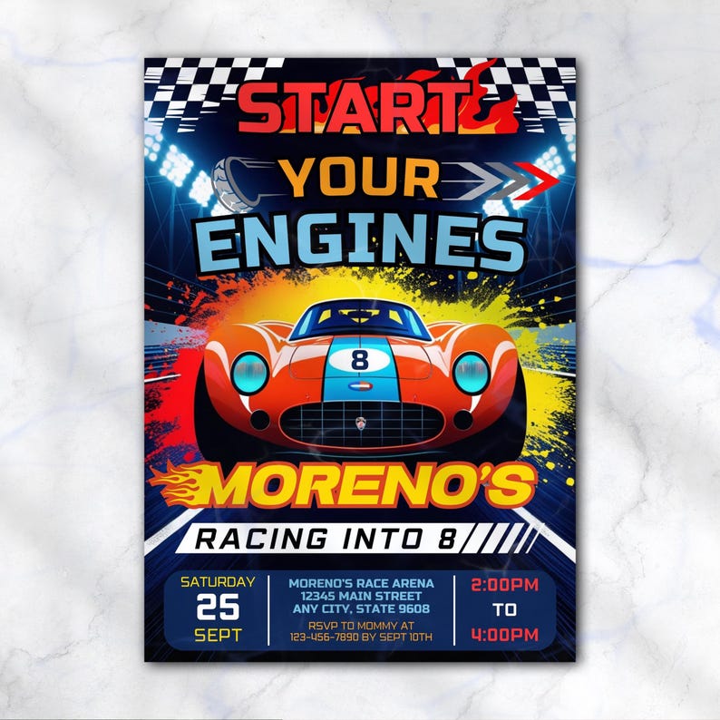 Editable Race Car Birthday Invitation, Sport Car Invitation, Car Racing ...
