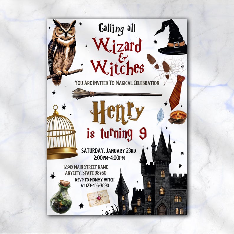 Editable Magical Invitation, Wizards Witches Birthday Invitation, Magic ...