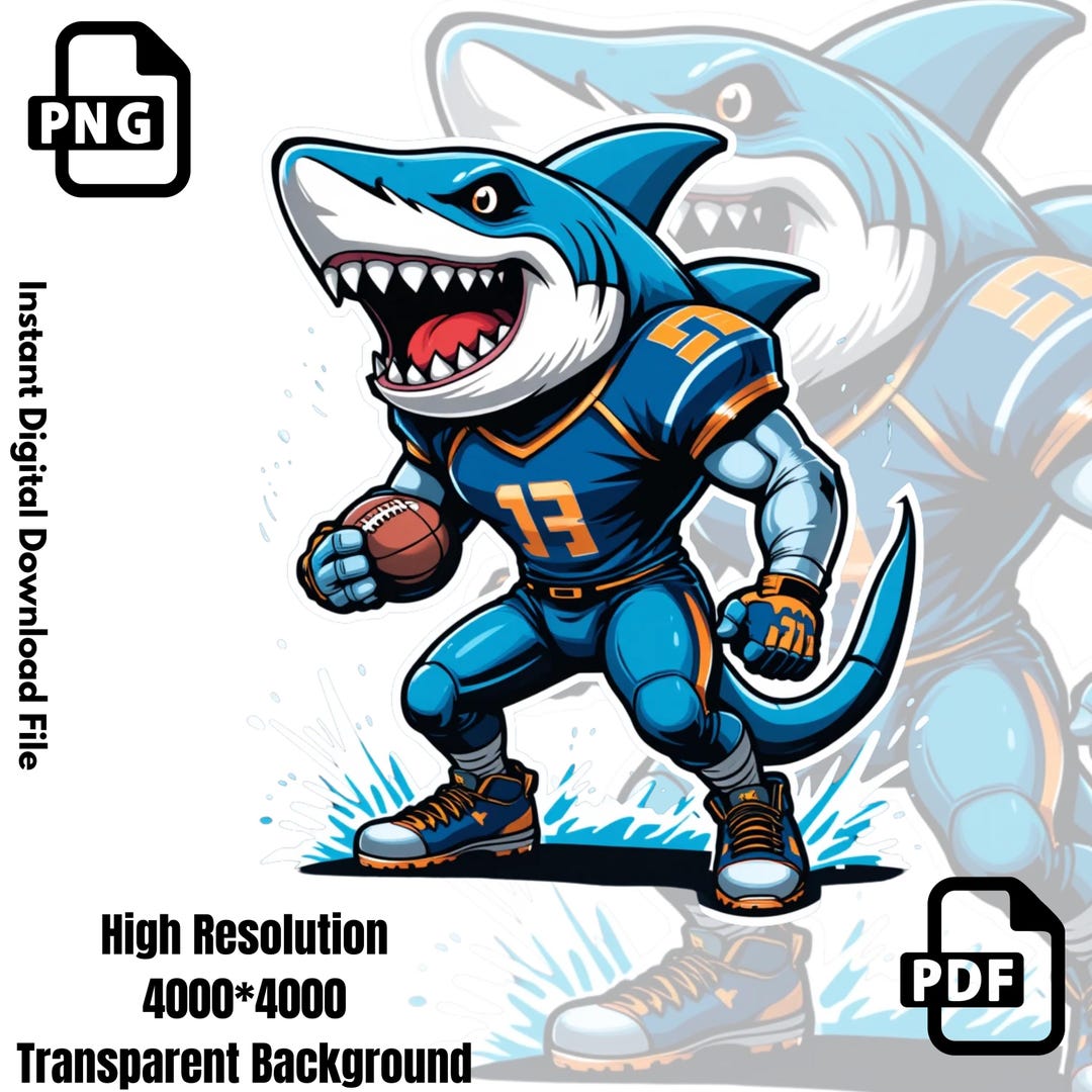 Shark Football Mascot PNG: Aggressive Team Logo, Sports Sublimation ...