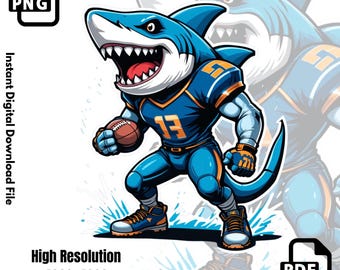 Shark Football Mascot PNG: Aggressive Team Logo, Sports Sublimation ...