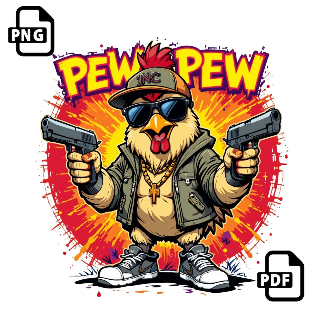 Gangster Chicken PNG: Funny Cartoon Graffiti Design (digital Download ...